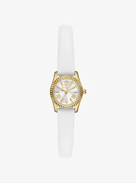 Michael Kors Leather Watch With Gold-tone Hardware - White