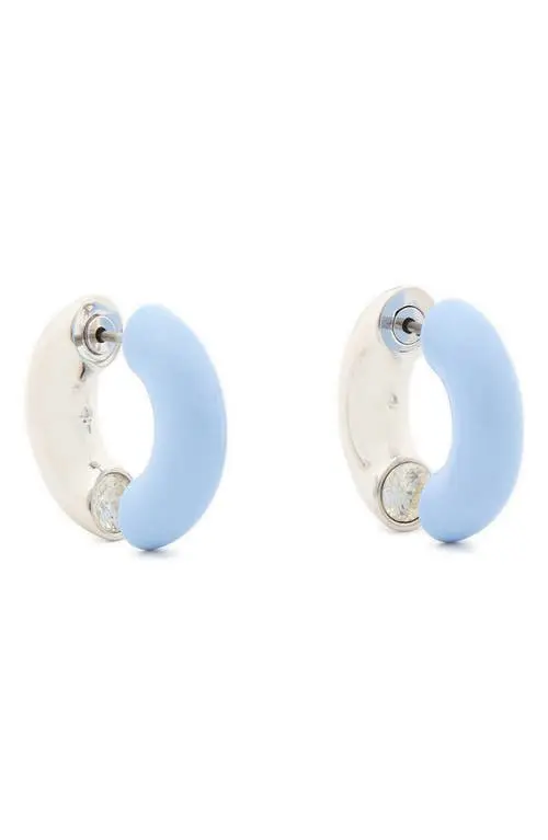 Kate Spade New York Front/back Huggie Earrings - Diamond Blue/ Silver