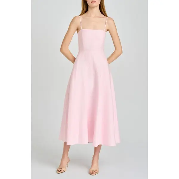 WAYF Josefina Linen Blend Dress - Light Pink