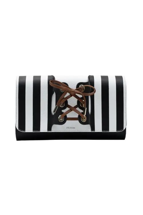 Perrin Lolita Clutch - Black White Caramel