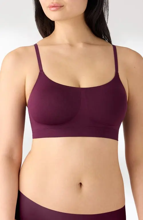 TRUE & CO Soft Form Square Neck Wireless Bra - Wine Stain