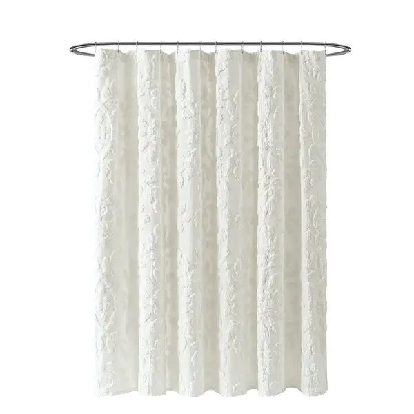 PERI HOME Chenille Laurel Shower Curtain - White