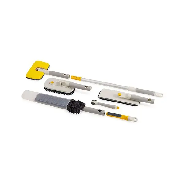 JOSEPH JOSEPH Cleantech 6-piece Deep Cleaning Set With Extension Pole - Light Stone