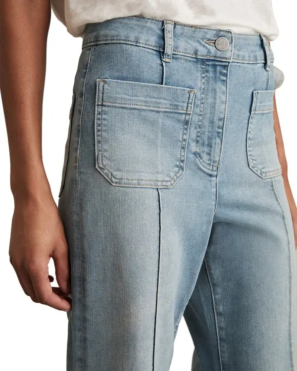 REISS Sakura Flare Patch Pocket Jeans - Light Blue