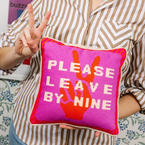 FURBISH Leave Nine Needlepoint Decorative Pillow