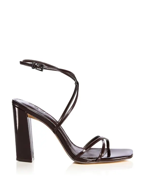 Aqua Winie Strappy Sandals - Brown Patent