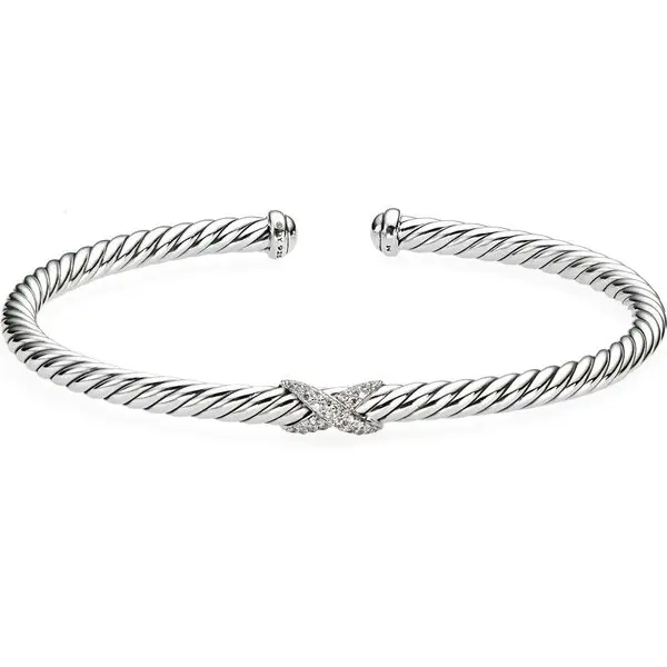 David Yurman Cable Flex X Station Bracelet - Diamond/silver