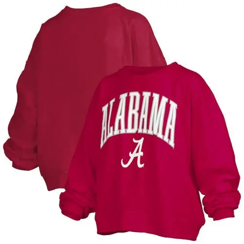 PRESSBOX Alabama Tide Janise Arch Pullover Sweatshirt - Crimson