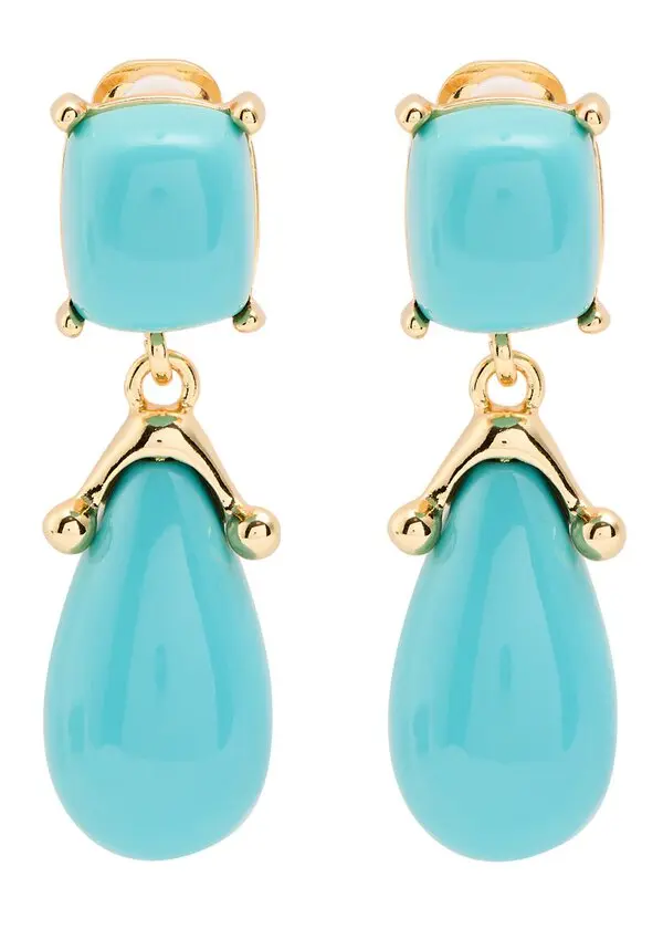 KENNETH JAY LANE 22kt Gold-plated Drop Clip-on Earrings - Turquoise