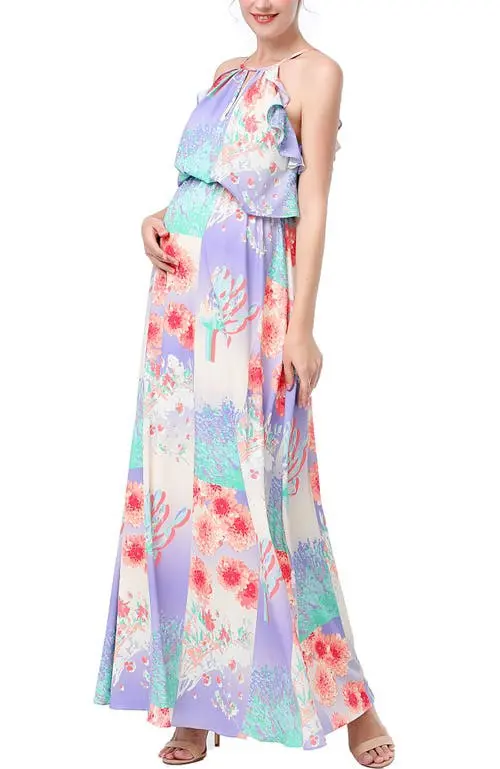 KIMI + KAI Floral Print Maternity Maxi Dress