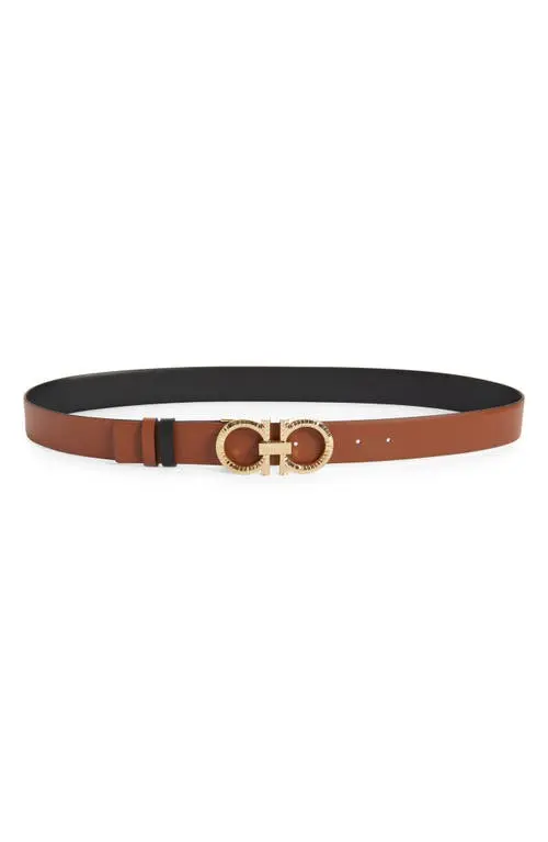 FERRAGAMO Gancio Buckle Reversible Leather Belt