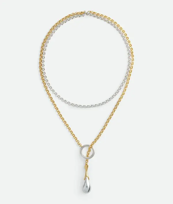 Bottega Veneta Drop Chain Necklace - Silver/yellow Gold