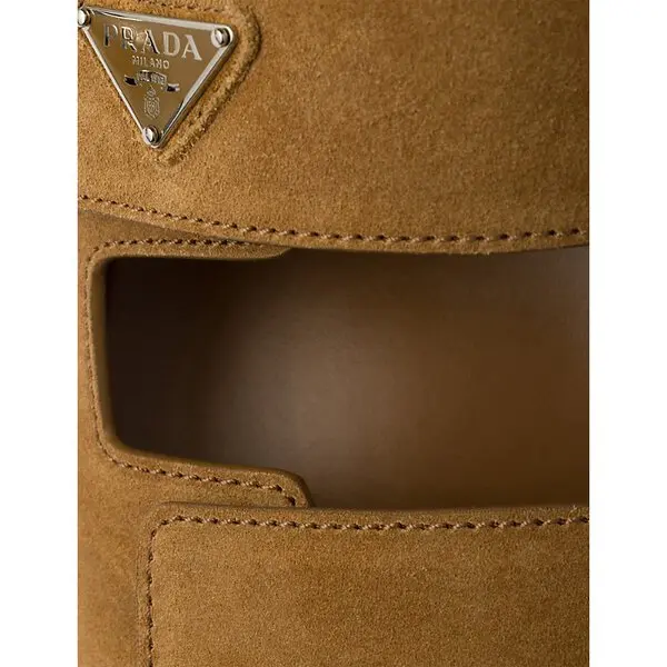 Prada Logo-embellished Suede Sandals - Brown