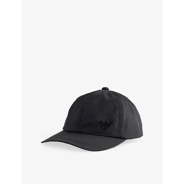 Emporio Armani Logo Plaque Woven Cap - Black