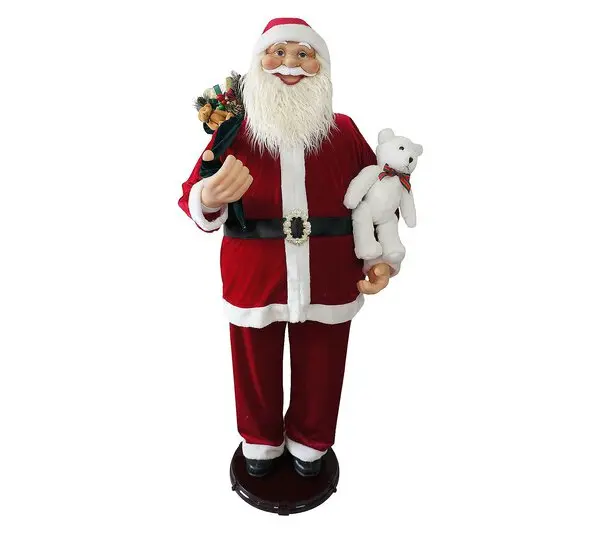 FRASER HILL FARM 58-in. Dancing Santa Animatron Ic With Bear - One-color