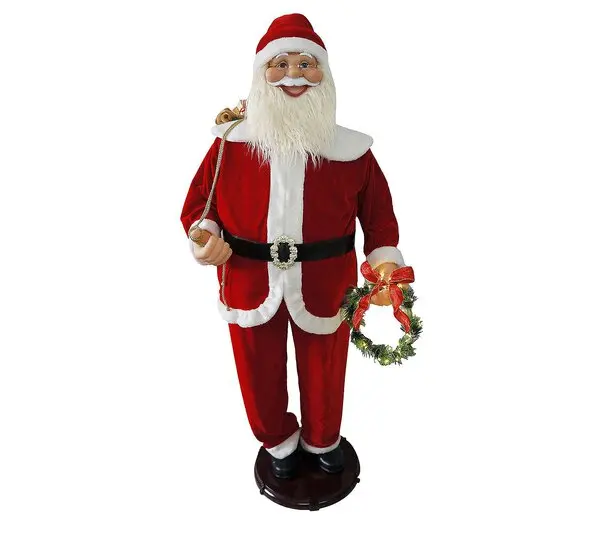 CHRISTMAS TIME 58' Traditional Dancing Santa Cl Aus With Wreath - One-color