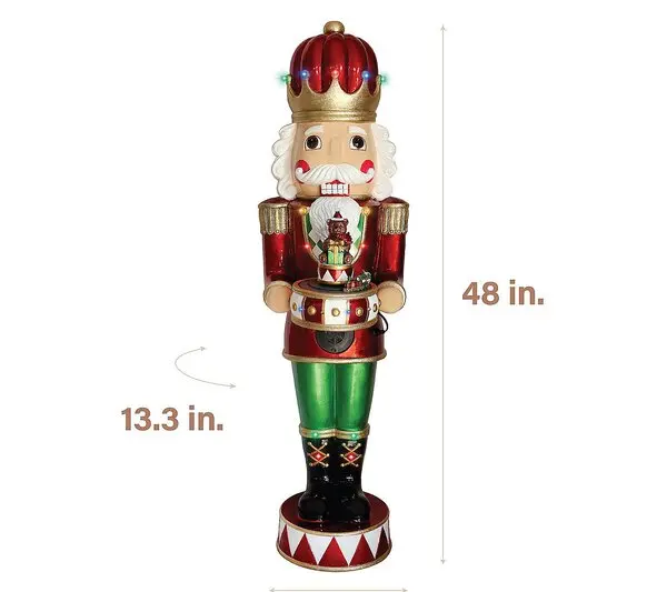 FRASER HILL FARM 4' Metallic Nutcracker Statuewith Led Light