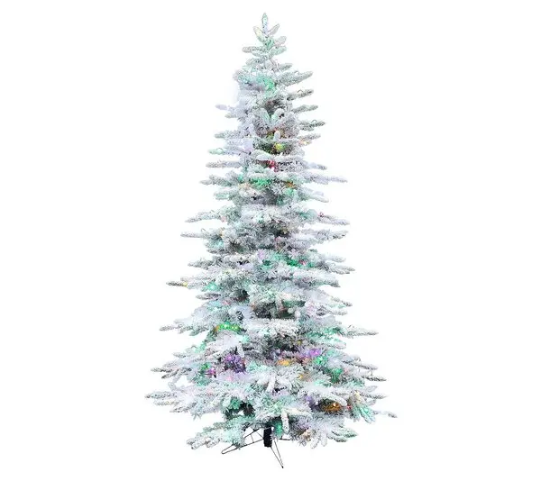 FRASER HILL FARM 6.5 Ft. Flocked Pine Valley Pr E-lit Tree - One-color