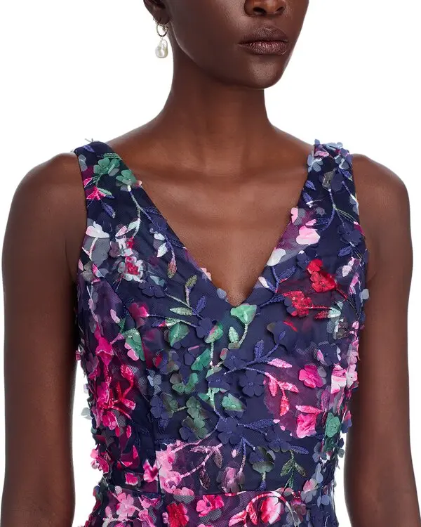 Eliza J Floral Applique Gown - Navy Multi