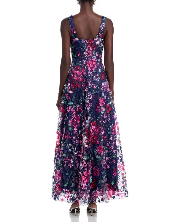 Eliza J Floral Applique Gown - Navy Multi
