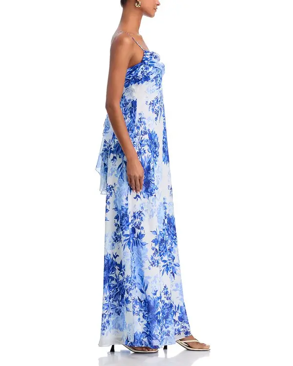 Aqua Printed Spaghetti Strap Maxi Dress