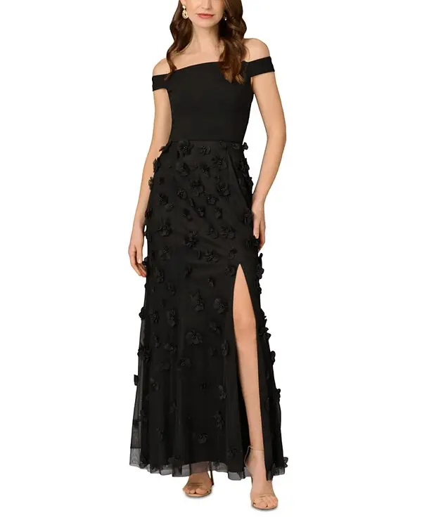 aidan mattox black long dress Aidan Mattox main image 0