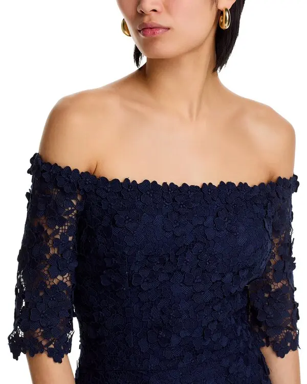 Rickie Freeman For Teri Jon 3d Flower Lace High-low Gown