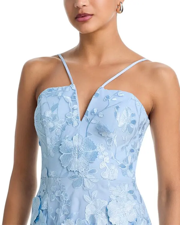 Aqua 3d Flower Spaghetti Strap Mini Dress - Light Blue