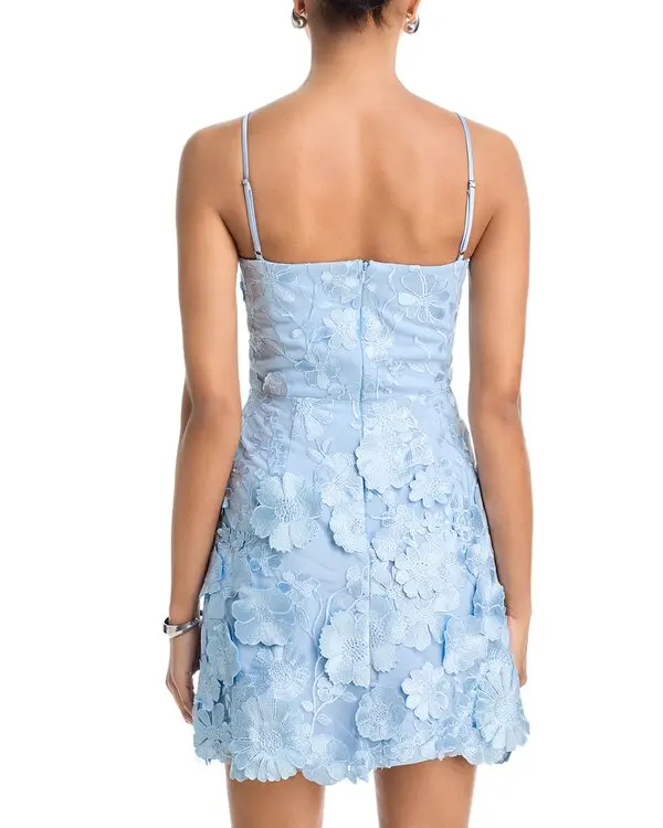 Aqua 3d Flower Spaghetti Strap Mini Dress - Light Blue