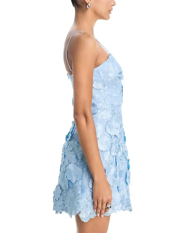 Aqua 3d Flower Spaghetti Strap Mini Dress - Light Blue
