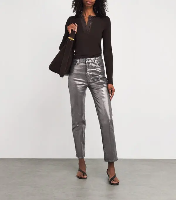 FRAME Le Sleek Coated Straight Jeans