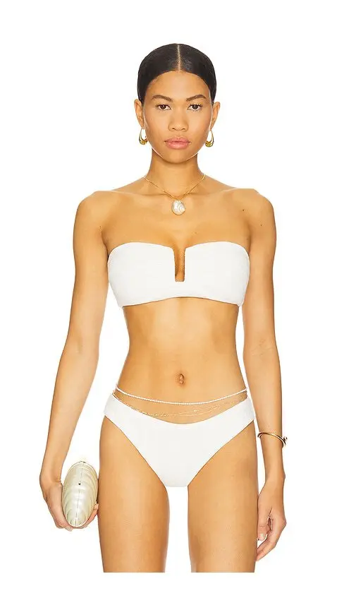 Simkhai Bandeau Bikini Top With U-wire Accent - White