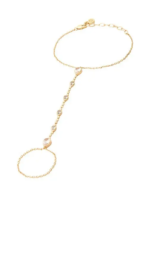 Ettika Liquid Metal Hand Chain - Clear Crystal & Gold