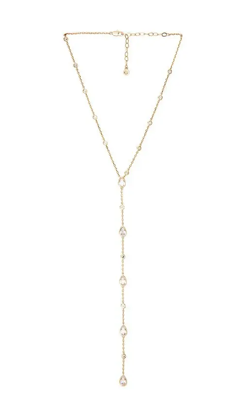 Ettika Radiant Gem Lariat Necklace - Clear Crystal & Gold