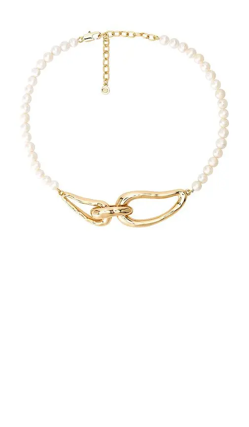 Ettika Molten Muse Pearl Necklace - Clear Crystal & Gold