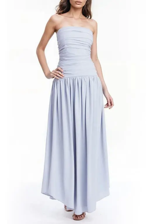 Badgley Mischka Strapless Drop Waist Maxi Dress