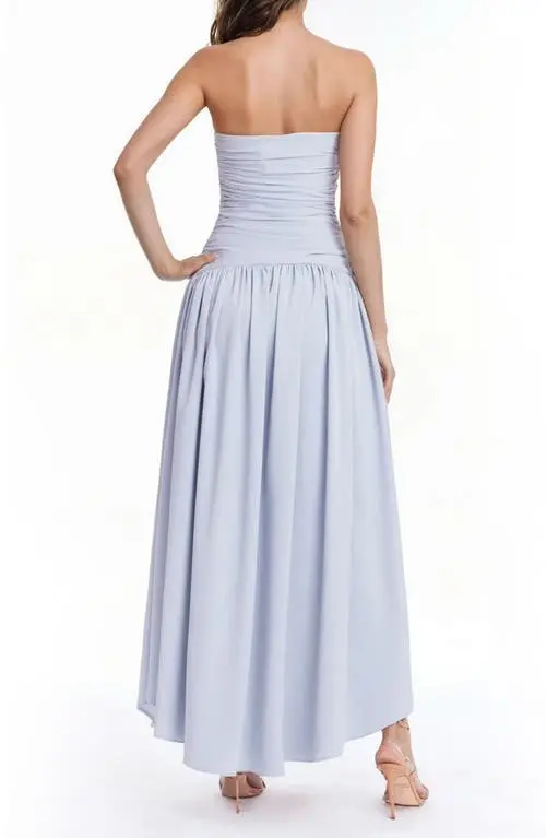 Badgley Mischka Strapless Drop Waist Maxi Dress