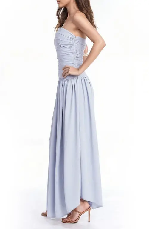 Badgley Mischka Strapless Drop Waist Maxi Dress