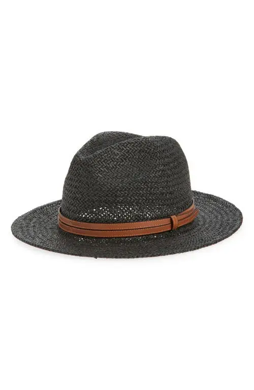 Nordstrom Woven Straw Panama Hat - Black