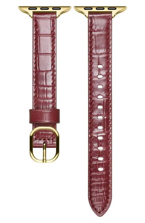 POSH TECH Croc Embossed Leather Apple Watch® Band - Cherry Laquer