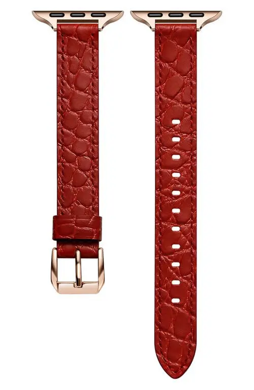 POSH TECH Cleo Croc Embossed Leather Apple Watch® Band - Red