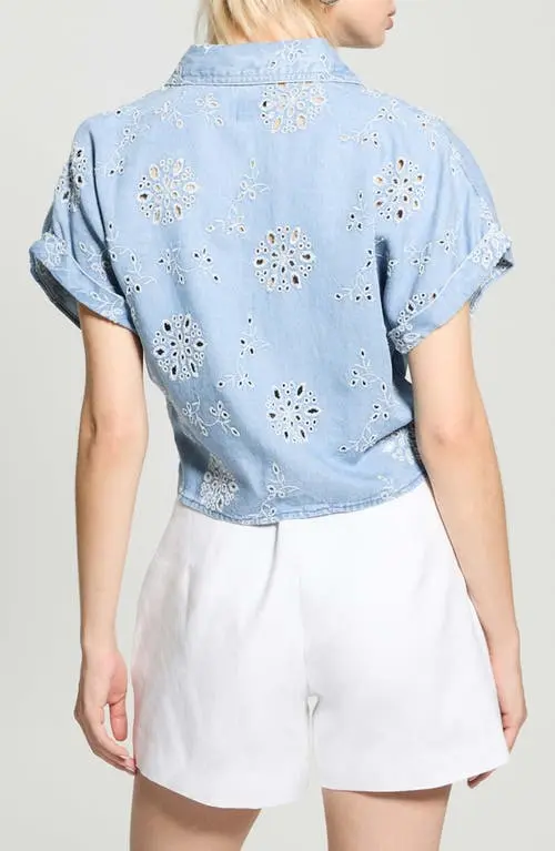 Guess Eyelet Chambray Tie-front Shirt