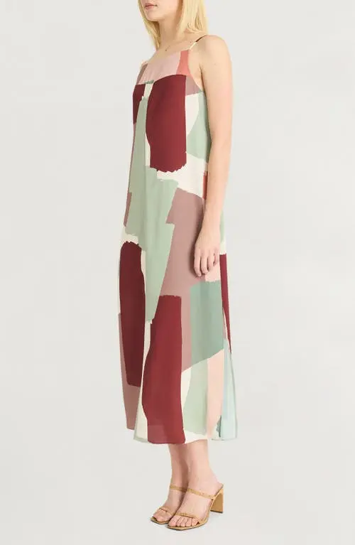 LUXELY Abstract Print Midi Dress
