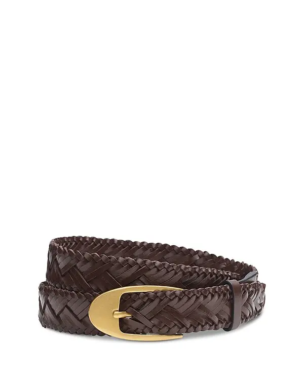 Rag & Bone Gemma Woven Leather Belt - Dark Espresso