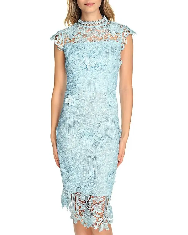 Eliza J Lace Mock Neck Sheath Dress