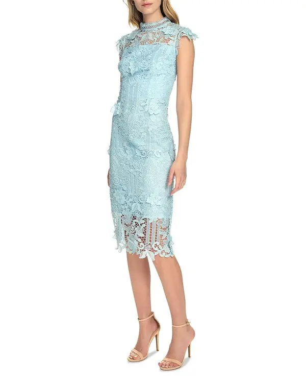 Eliza J Lace Mock Neck Sheath Dress