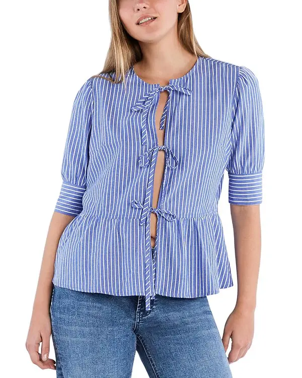 BILLY T Striped Ribbon Shirt