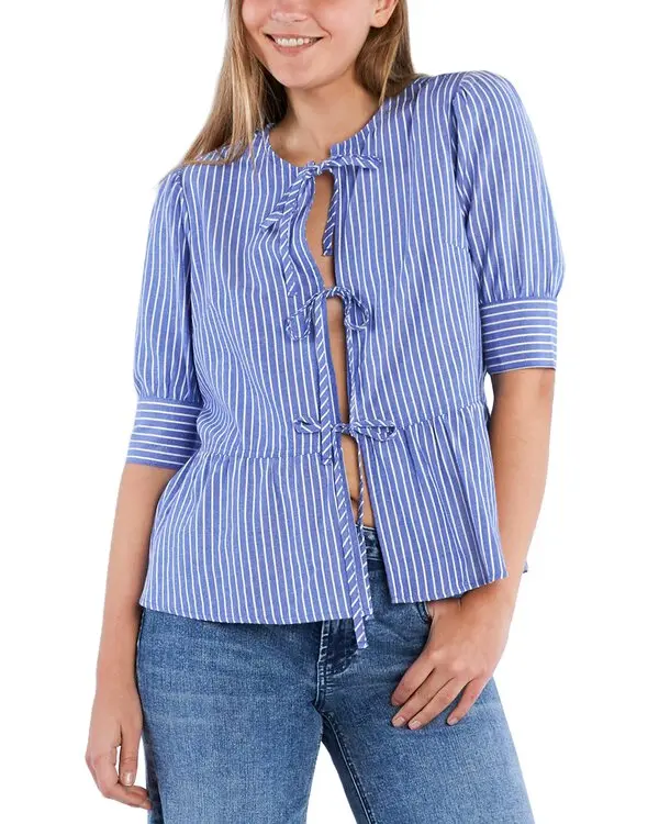 BILLY T Striped Ribbon Shirt