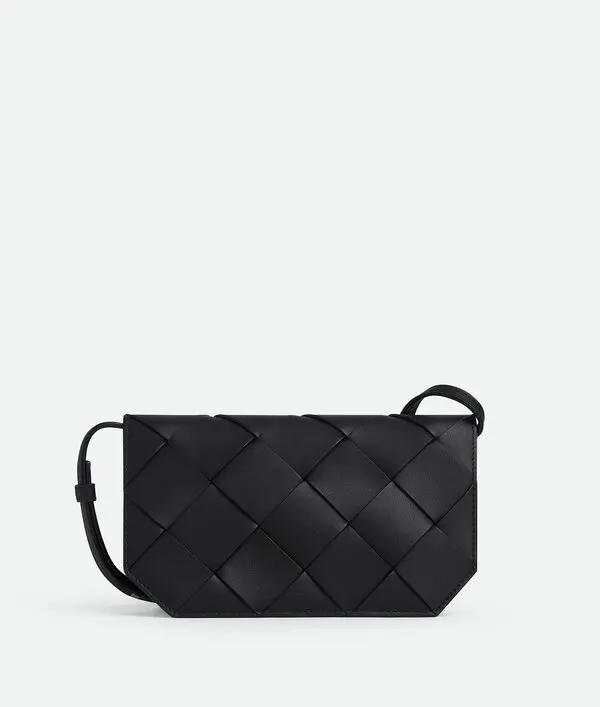 BOTTEGA  VENETA Intreccio Calf Leather Phone Pouch - Black
