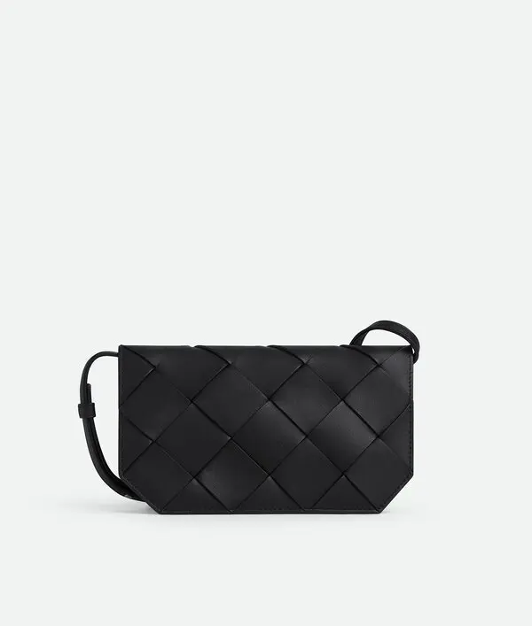 Bottega Veneta Intreccio Calf Leather Phone Pouch - Black